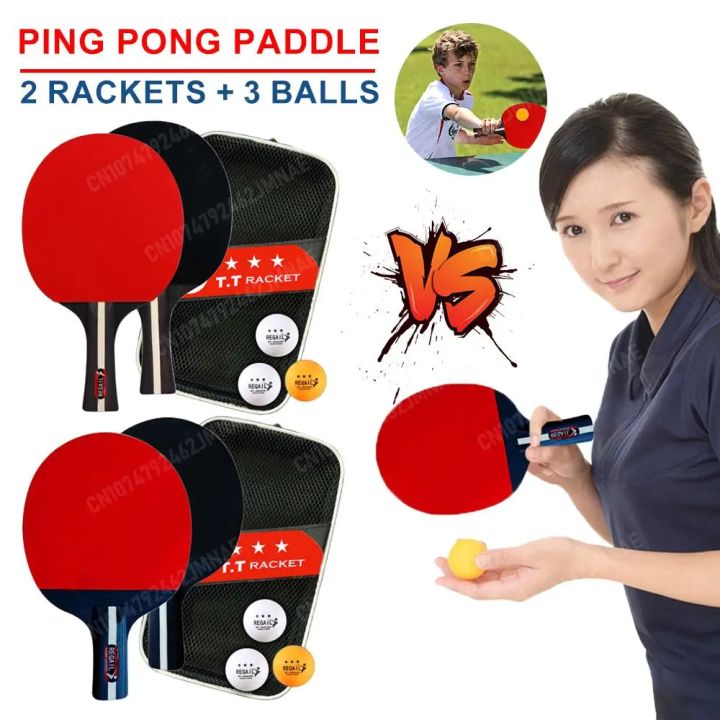 Table Tennis Racket 2 Rackets & 3 Balls Ping Pong Paddles Set ...