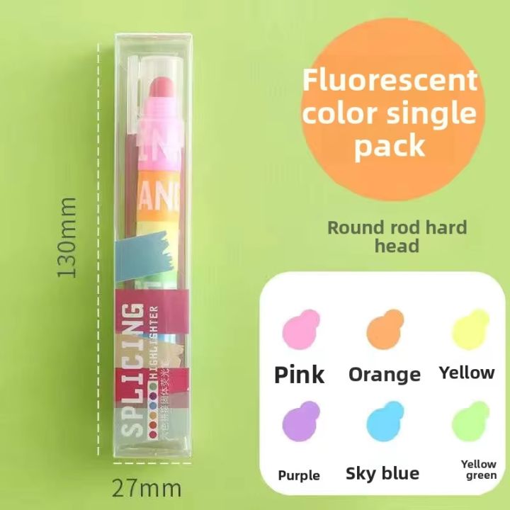 6 Color Solid Highlighter Creative Multicolor Pen Vintage Doodle Marker ...