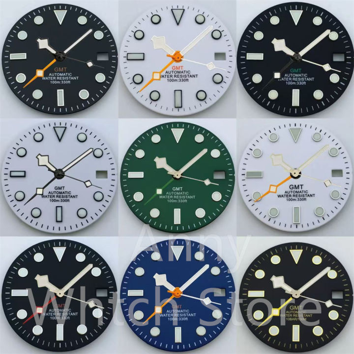 29mm NH34 Watch Dial GMT Four Hands Green Luminous Watch Dial for NH34 ...
