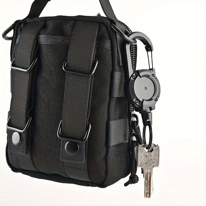 One Heavy-Duty Retractable Multifunctional Keychain With A Steel Cord ...