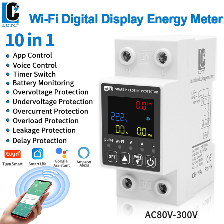 Tuya WiFi Digital Display Intelligent Current and Voltmeter 10 in 1 AC ...