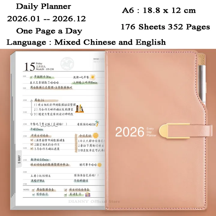 Agenda 2026 Planner Stationery Diary A5 A6 Notebook Daily Journal ...