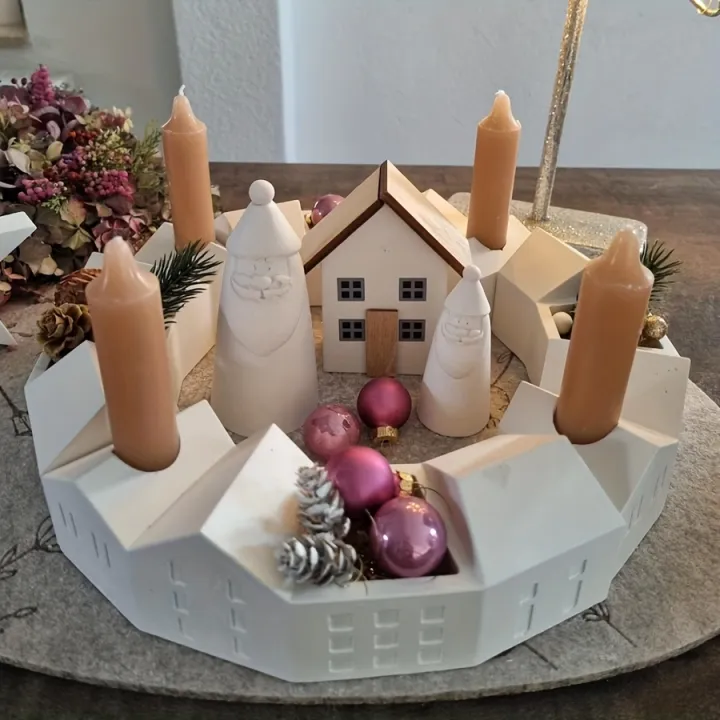 Advent Wreath Mold for Christmas, Silicone Candlestick Mold for DIY ...