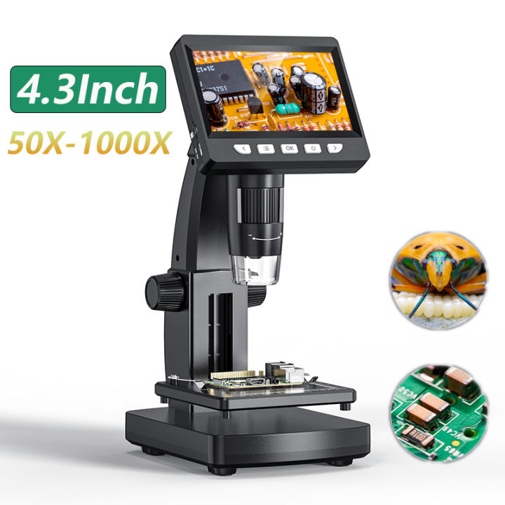 4.3'' Digital Microscope 50X-1000X Magnification USB Coin Microscopio ...