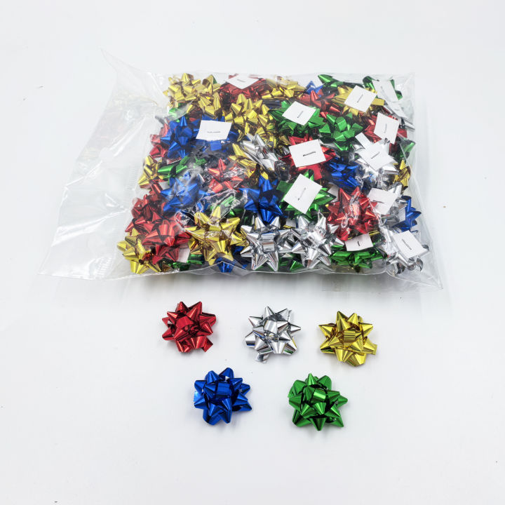 1 Inch Mini Star Bow Assorted Colors PET Ribbon Little Gift Bows for ...