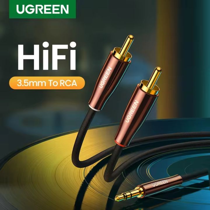 UGREEN RCA Cable 2RCA to 3.5mm Hi-Fi Nylon-Braided RCA to AUX Audio ...