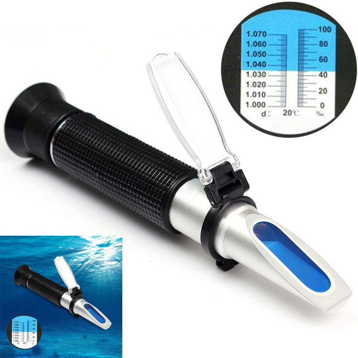 Salinity Meter Refractometer Dual Scale 1.0 to 1.07 S.G. Salt Tester ...