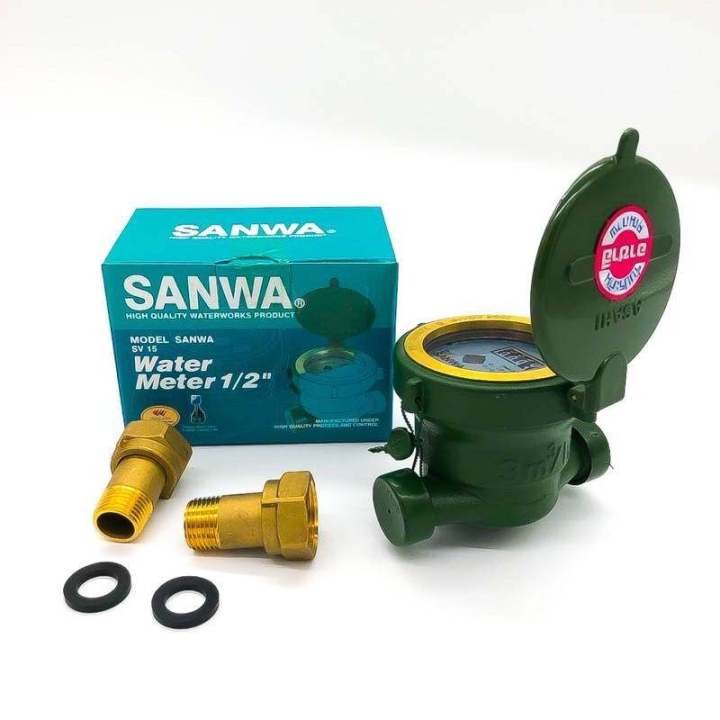 Sanwa water meter SV 15 water meter 1/2-inch, green, cheap, good ...