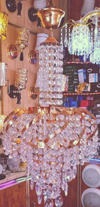 1 Light Modern Design Crystal Fanoos Hanging Light Pendant | Daraz.pk