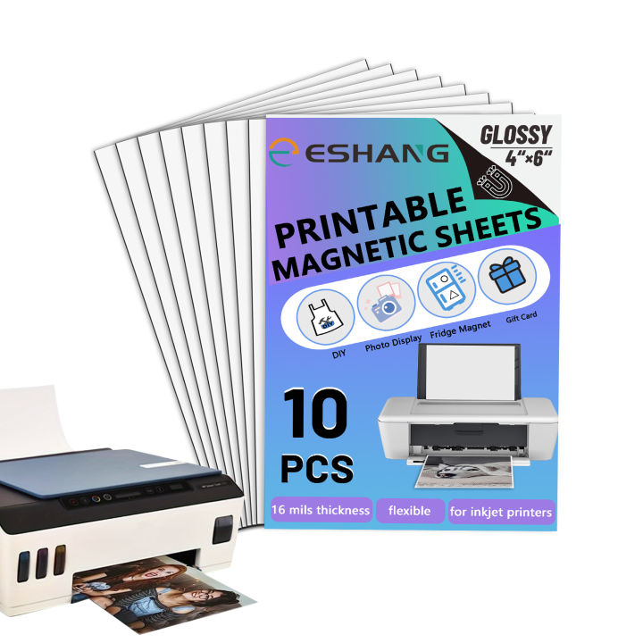 ESHANG 10 Sheets 4R(4×6 Inches) Glossy Printable Magnetic Photo Paper ...