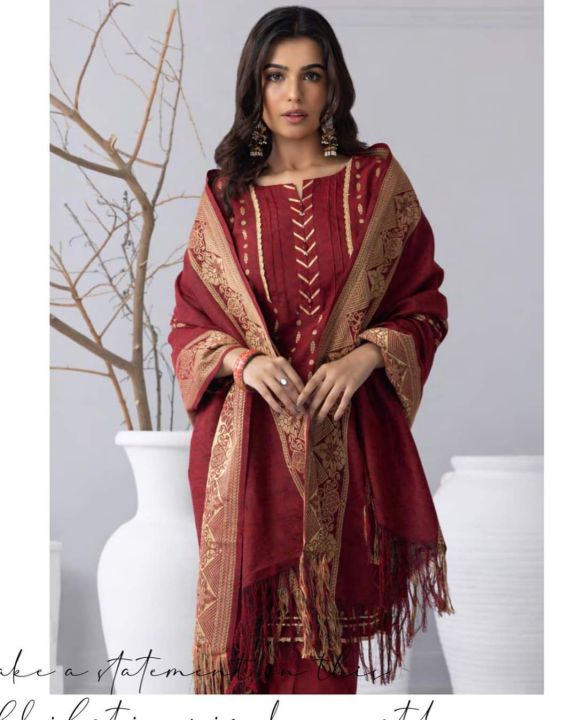 Sussi 3 piece jacquard dupatta khaddar look, Beautifull Booti design ...