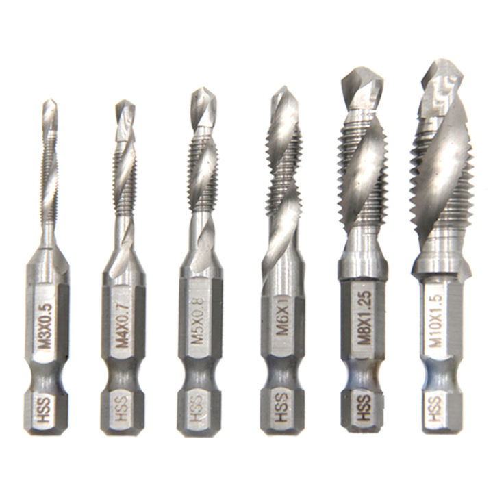6pc Metric Composite Tap Natural Color Short Style Drilling and Tapping ...
