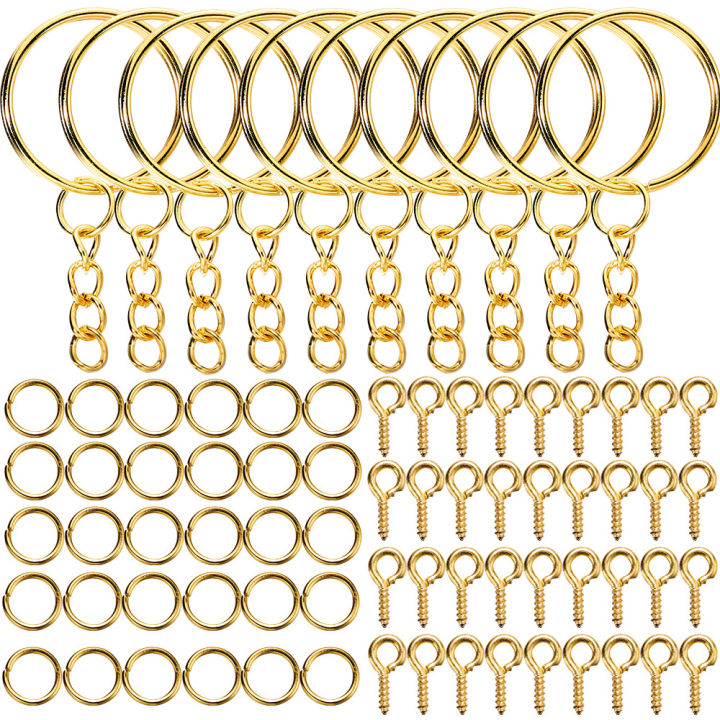 110Pcs Keychain Open Jump Rings Eye Pins Jewelry Making Accessories ...