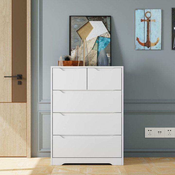 BM-MART White Daekwan 5 - Drawer Dresser (H-36inch)(L-24inch)(D-16inch ...