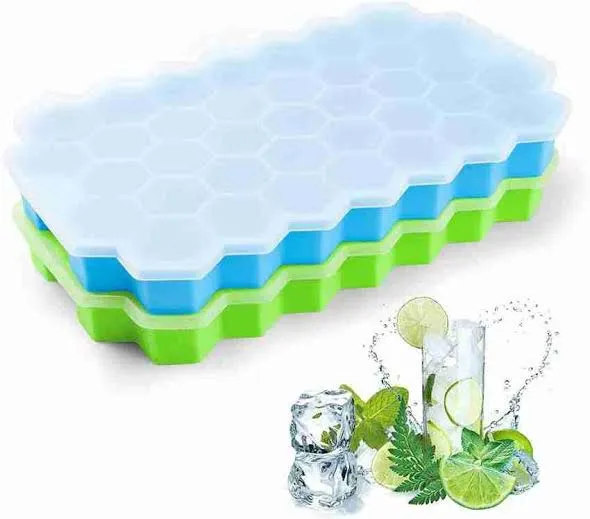 1 Ice Tray Easy Push Pop Out Square Silicon Ice Cubes Tray Honeycomb ...