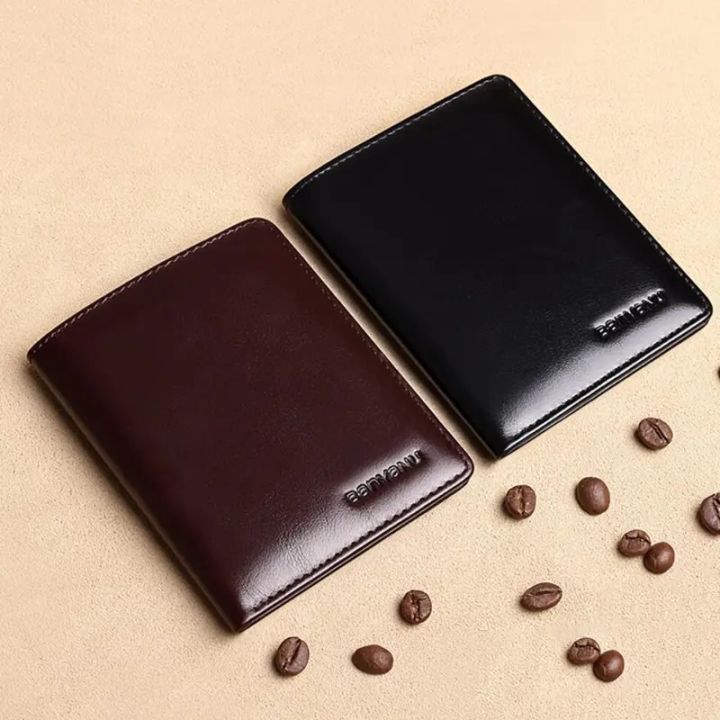 Genuine Leather Wallet for Men Slim Vertical Wallets Thin Short ID ...