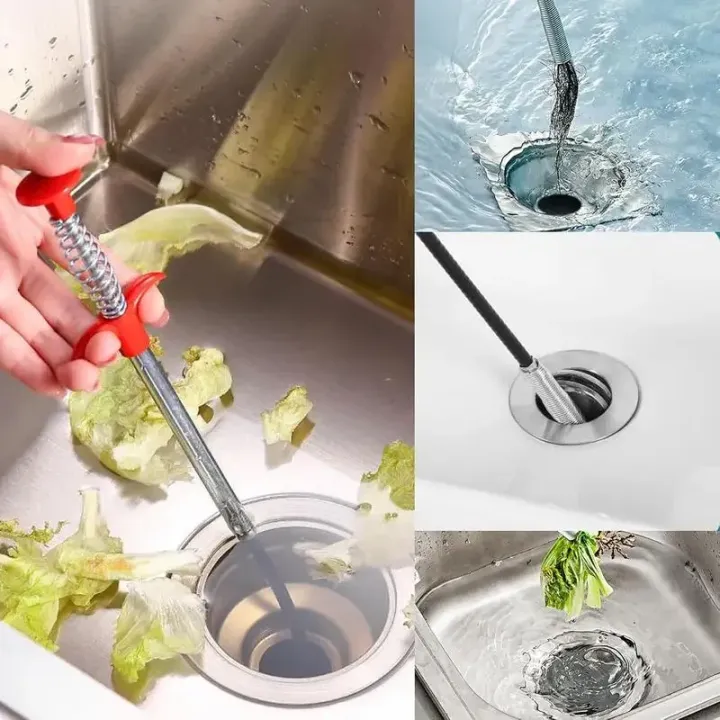 60cm Drain Snake Spring Pipe Cleaner Tool for Kitchen Sink Bathroom ...