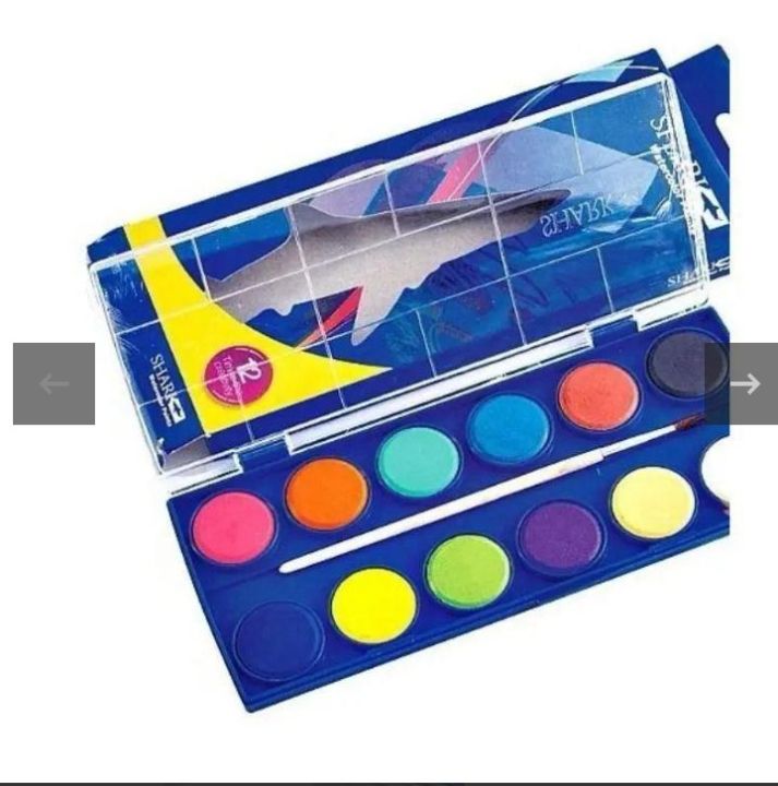 Shark 12 Water Colours With Brush non toxic easy to use multicolours ...