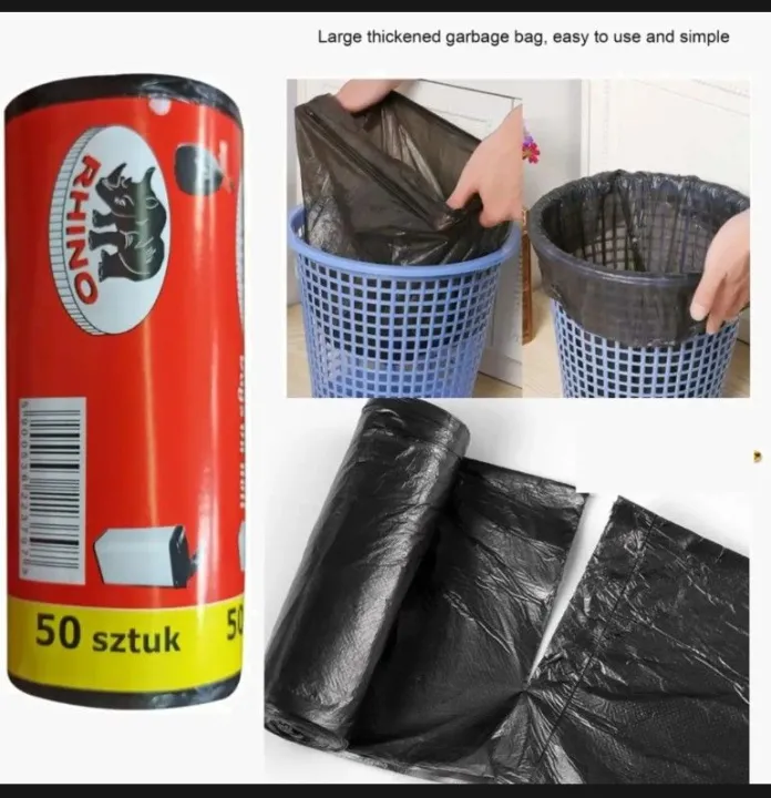 Garbage/Dustbin/Thrashbin black poly/bag - 50peice roll, 35liter ...