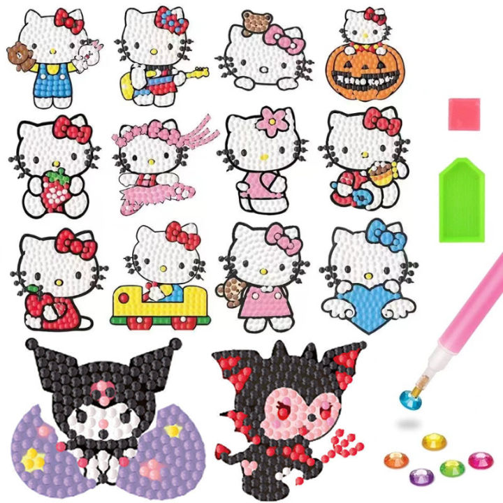 Kawaii Hello Kitty Diamond Painting Stickers Cartoon Kids Girl DIY ...