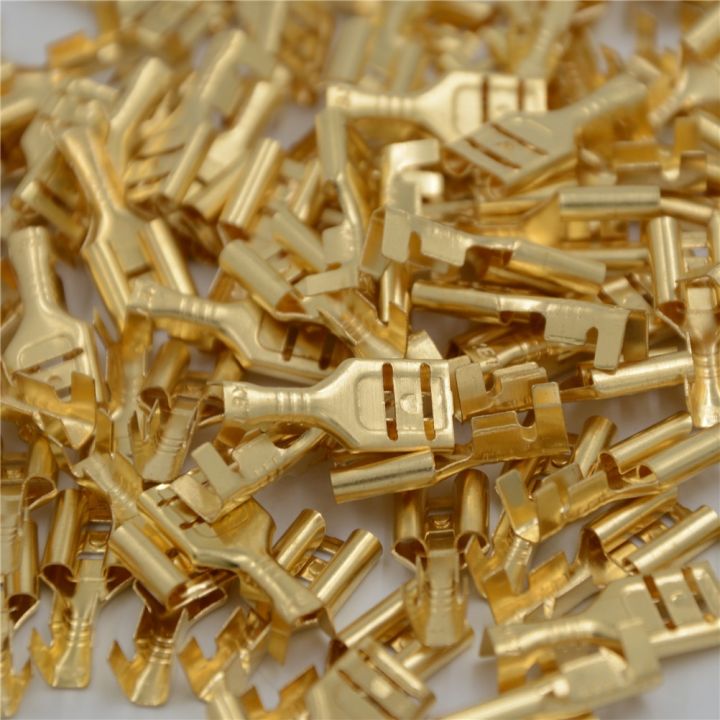 100pcs Gold Brass Car Speaker Electric Wire Connectors Set Female Crimp ...