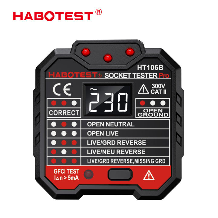 Habotest Ht106 Socket Tester Voltage Test Socket Detector Us Uk Eu Plug Ground Zero Line Plug
