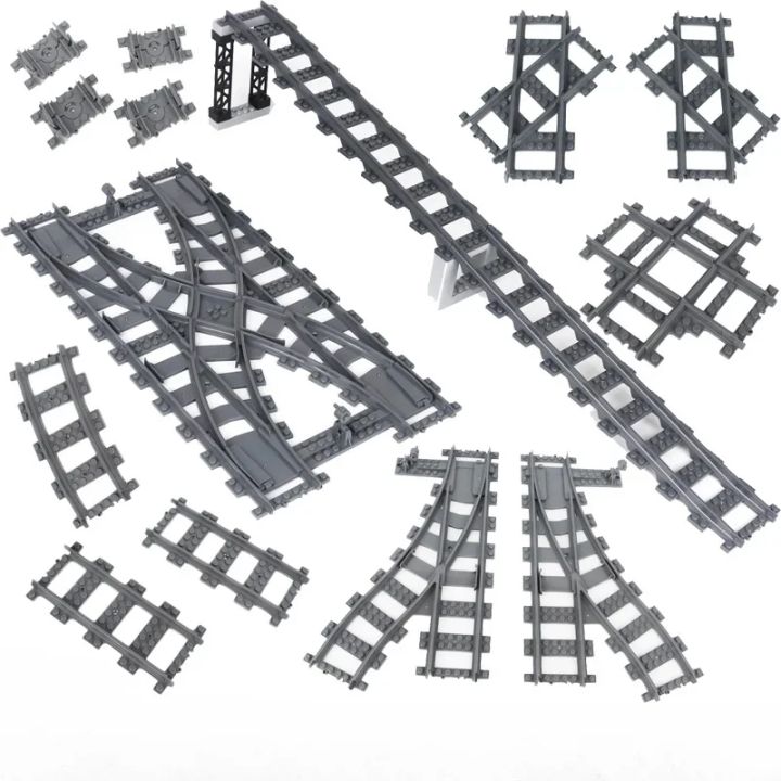 City Trains DIY Building Blocks Straight Curved Rail Bricks Parts ...