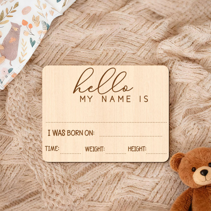 YOMDID Baby Birth Announcement Sign Wooden Photobooth Prop Wood Name ...