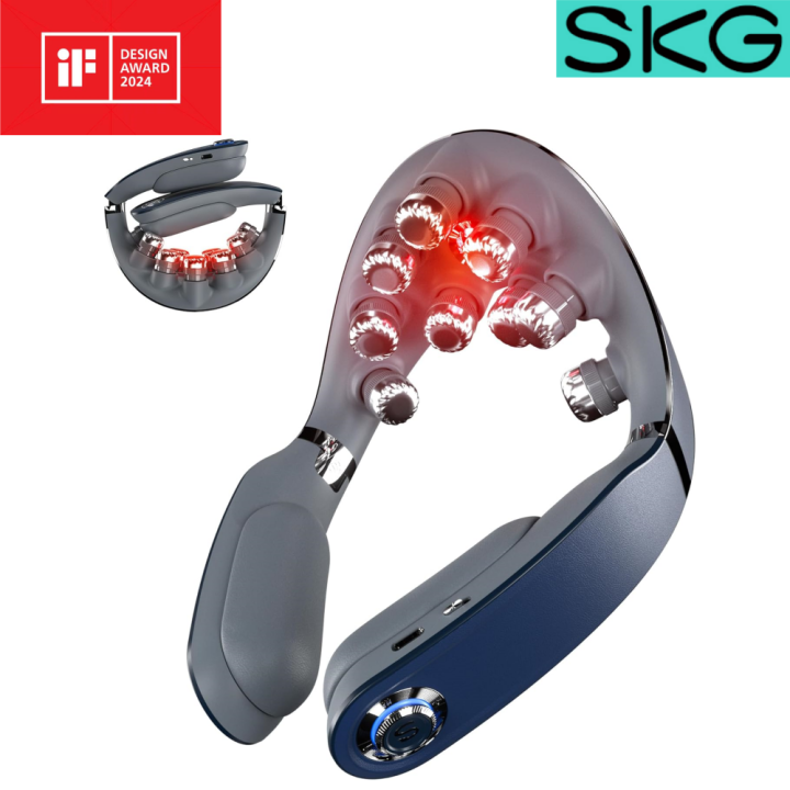 SKG G7 PRO FOLD Neck Massager with Heat, Cordless Deep Tissue Vibration Portable Electric Neck ...