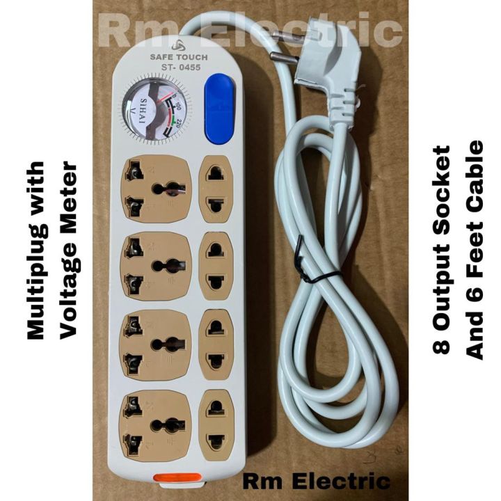 Multiplug With Voltage Meter 8 Output Socket With 2 Meter Cable Model ...