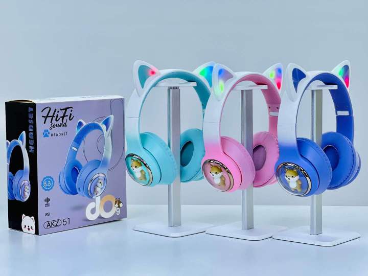 New Design AKZ-51 cat headphone pc gaming bluetooth earphone waterproof Over-Ear Headphones ...