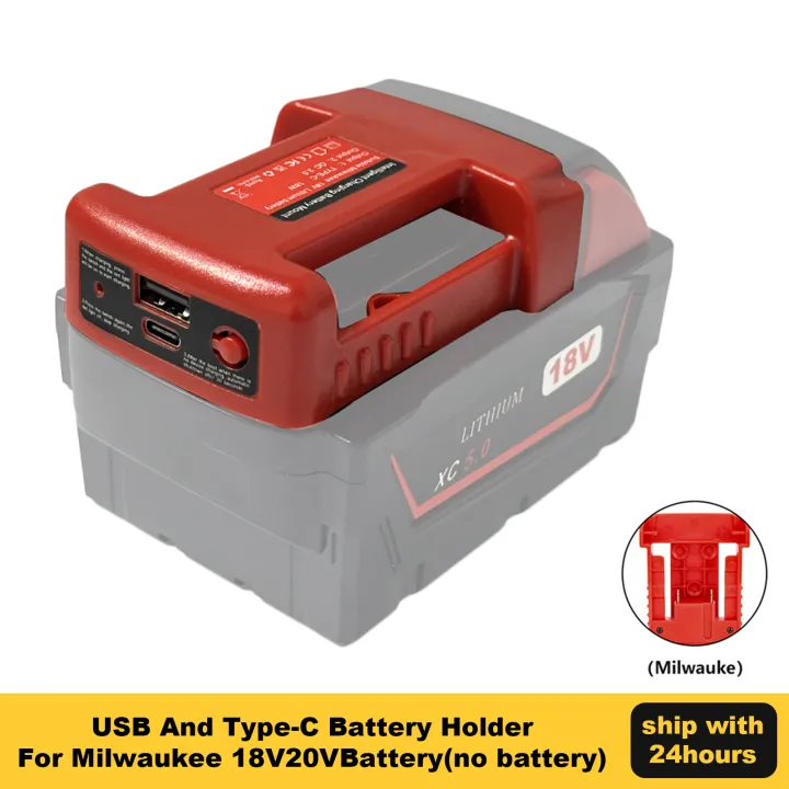 Battery Adapter for Milwaukee 18V Battery Adaptor with USB Charger ...