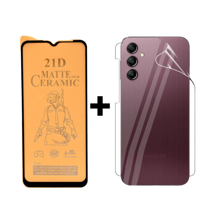 Samsung Galaxy A14 Ceramic Matte Screen Protector + Back Clear Hydrogel ...