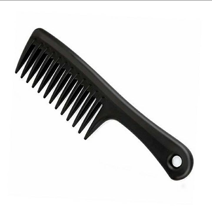 New Black Wide Tooth Comb with Round Handle To Detangle wide Teeth Comb ...