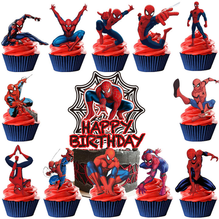 13pcs Spider Man Cake Topper、Cupcake Toppers,Spider Man Birthday ...