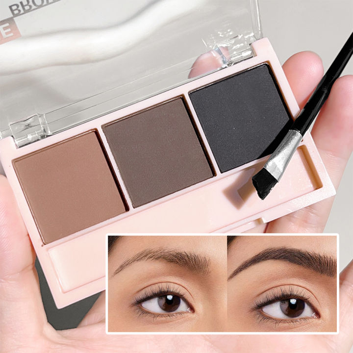 3-color brow powder palette, with brush, matte water and sweat ...