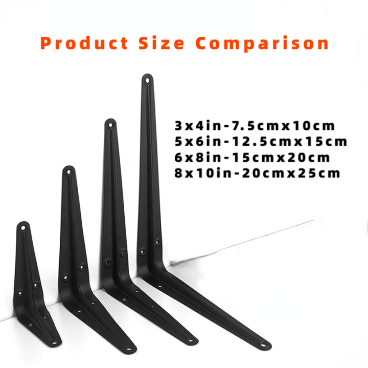 10PCS Shelf L-Brackets 8 Inch Floating Shelf Bracket Heavy Duty Black ...