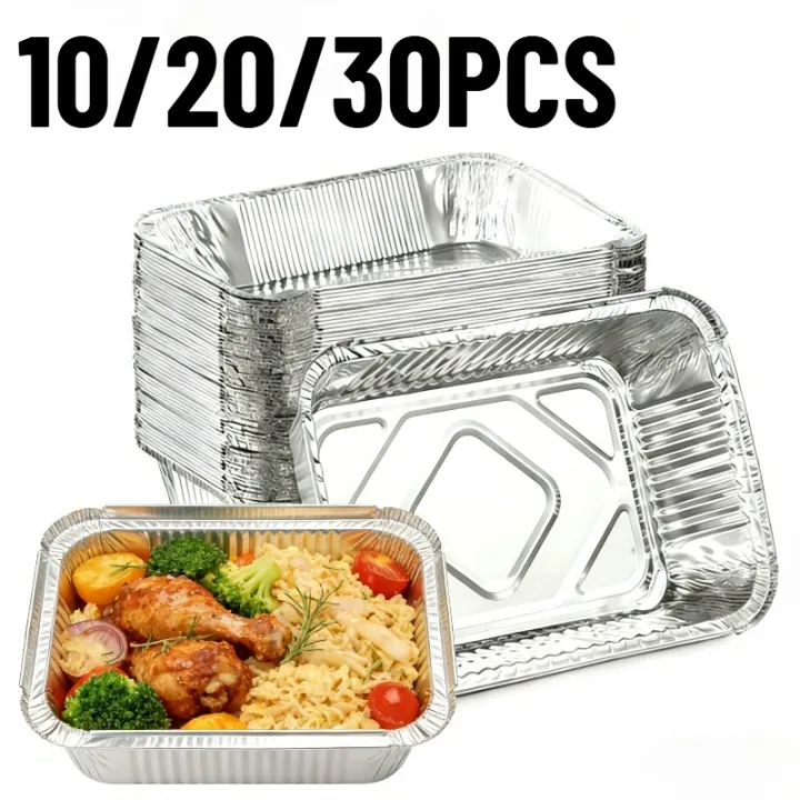 10/20/30PCS Disposable Aluminum Foil Trays Tin Pans Non-Stick Air Fryer ...