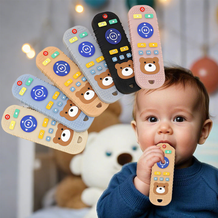 Soothing bite toys baby silicone remote control teether toys baby anti ...