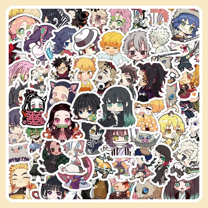 60pcs Cute Cartoon Anime Demon Slayer Anime Stickers Decoration Laptop ...