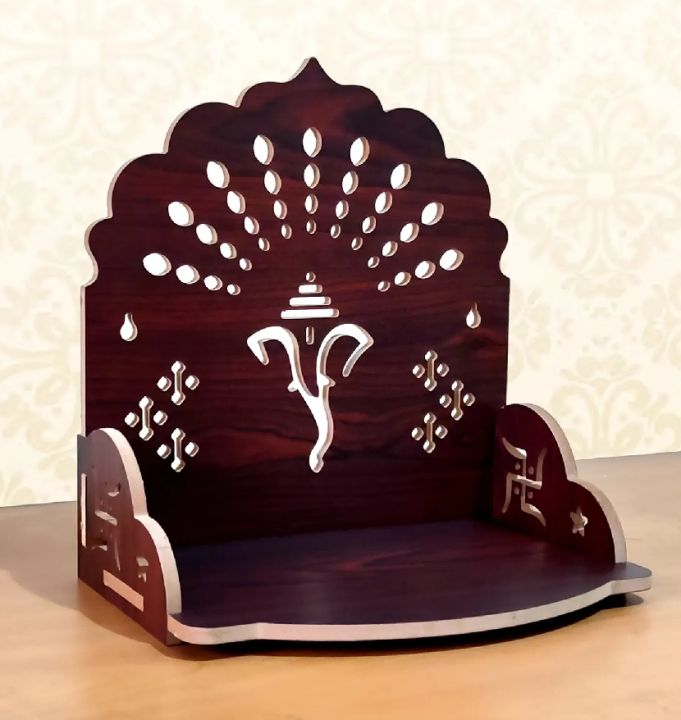 Premium Quality Laminated Pooja Mandir Wooden Wall Rack for Home Decor ...