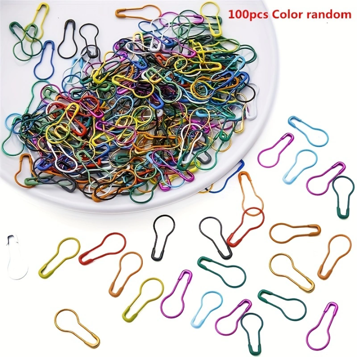 100pcs Mix Safety Pins Metal Gourd Pins Crochet Locking Knitting Cross ...