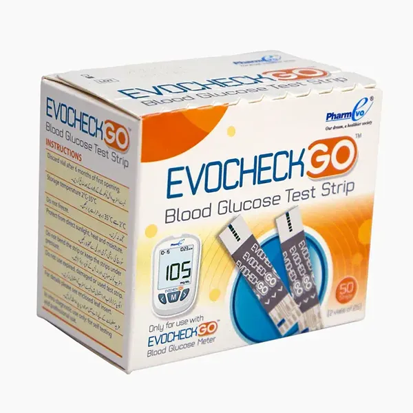 EVOCHECK GO GLUCOMETER SUGAR TESTING STRIPS 2 X 25 ONLY STRIPS + 10 ...
