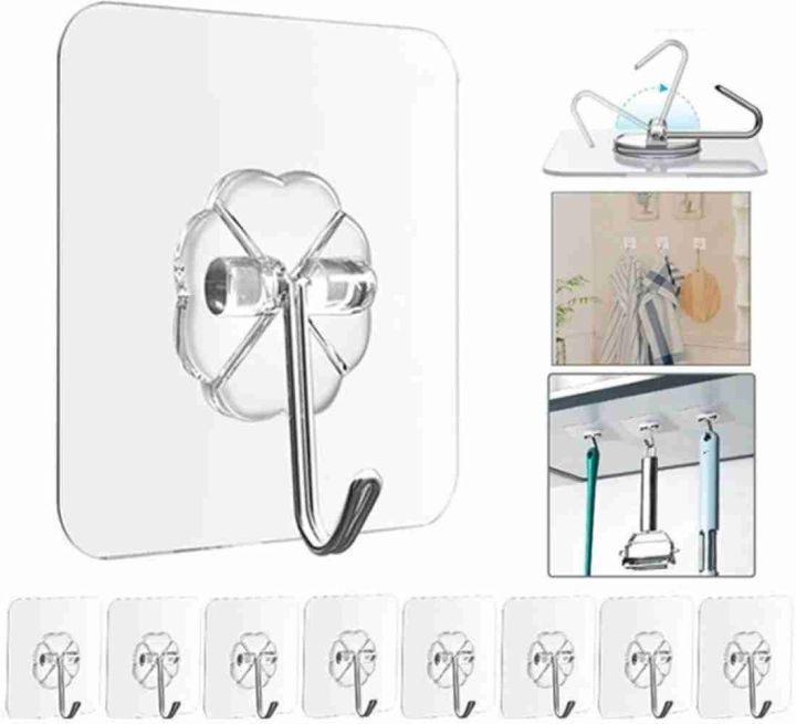 20 pc Self Adhesive Wall Hooks Sticker For Hanging Seamless Transparent ...