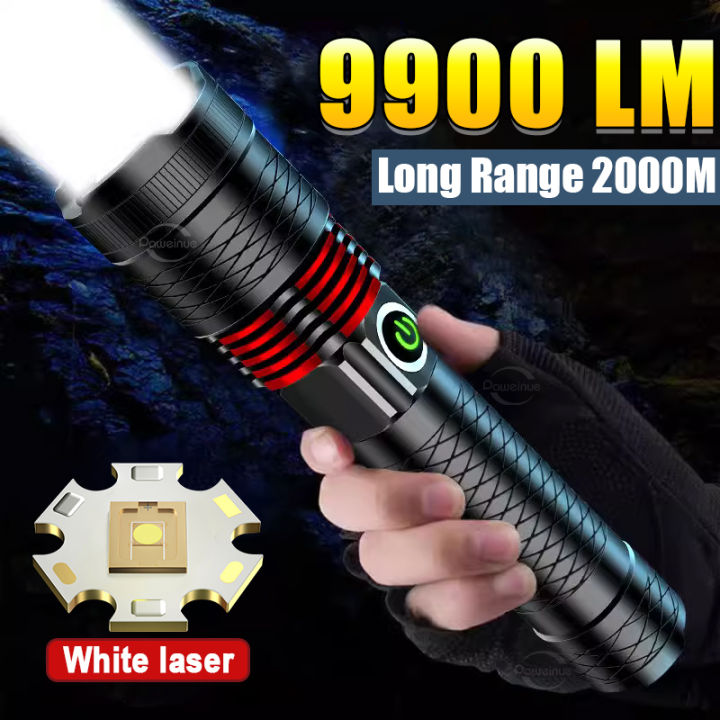Super 9900LM High Power White Laser Flashlight Ultra Powerful LED Flash ...
