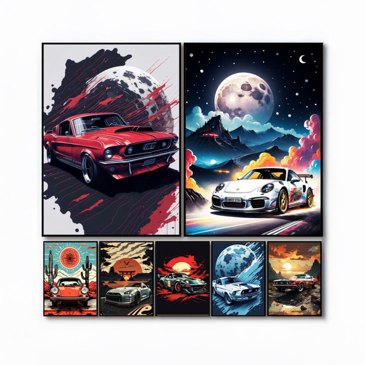 A4 PVC Framed Car Racing Poster Stylish JDM Wall Décor for Home Office ...