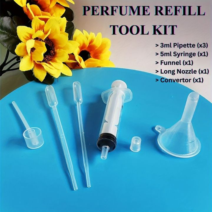 Perfume Refill tool Kit with 5ml Syringe Extractor 3ml Plastic Transfer ...