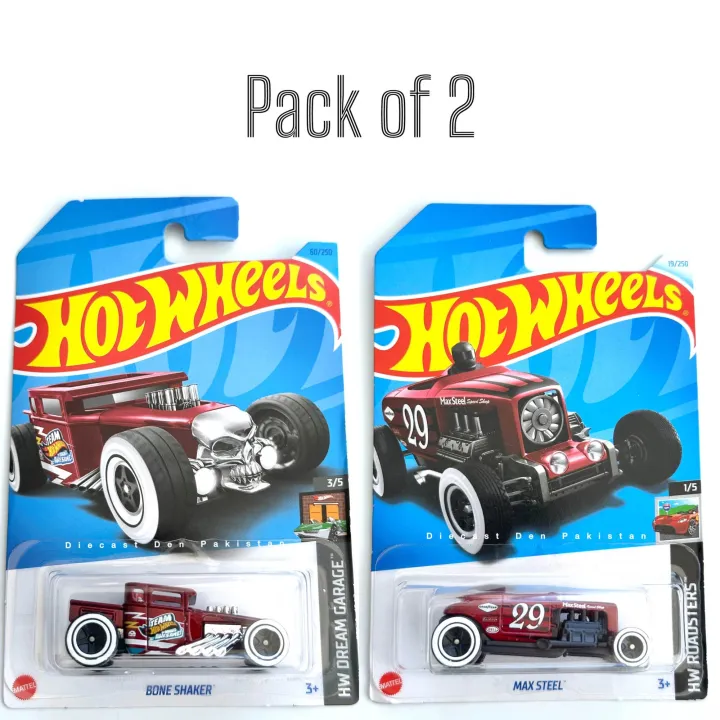 Hot Wheels Bone Shaker & Max Steel Pack of 2 1:64 Scale Diecast Model ...