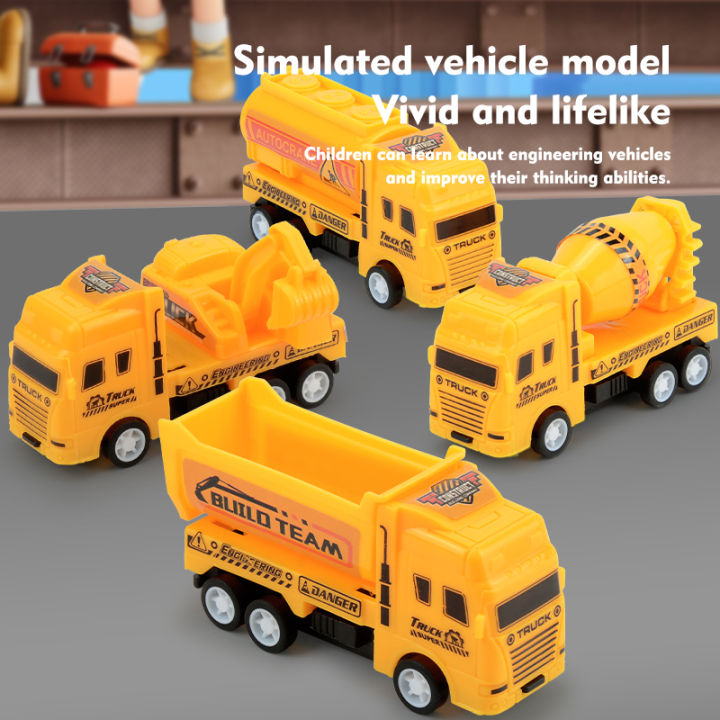 4 Pcs Educational Cars Children Kid Pull Back Toy Warrior Engineering ...
