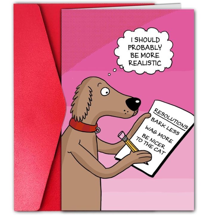 1pc, 2025 Happy New Year card, funny dog New Year card, New Year wishes ...